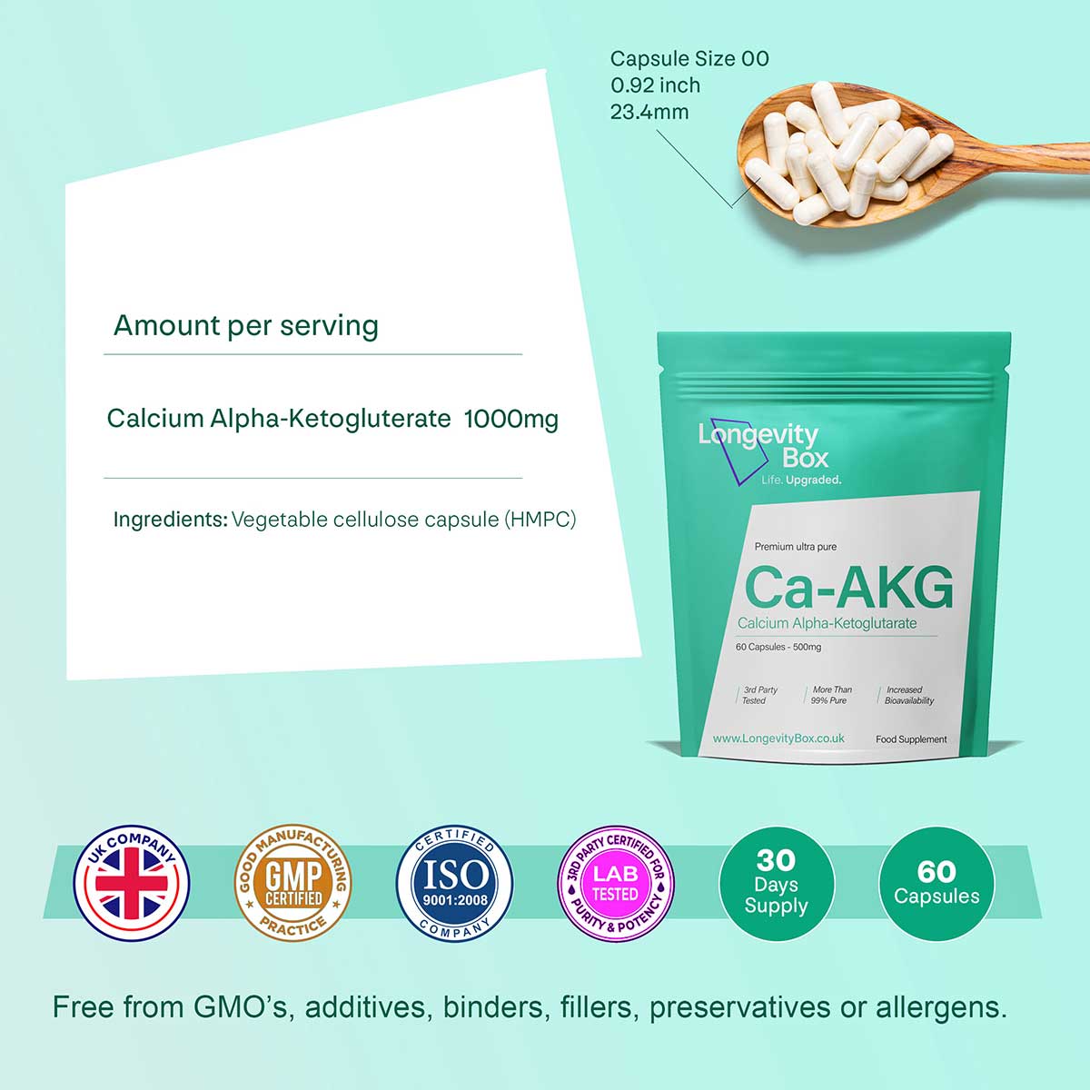 Pure Calcium Alpha-Ketoglutarate - CA-AKG Supplement – Longevity Box ...