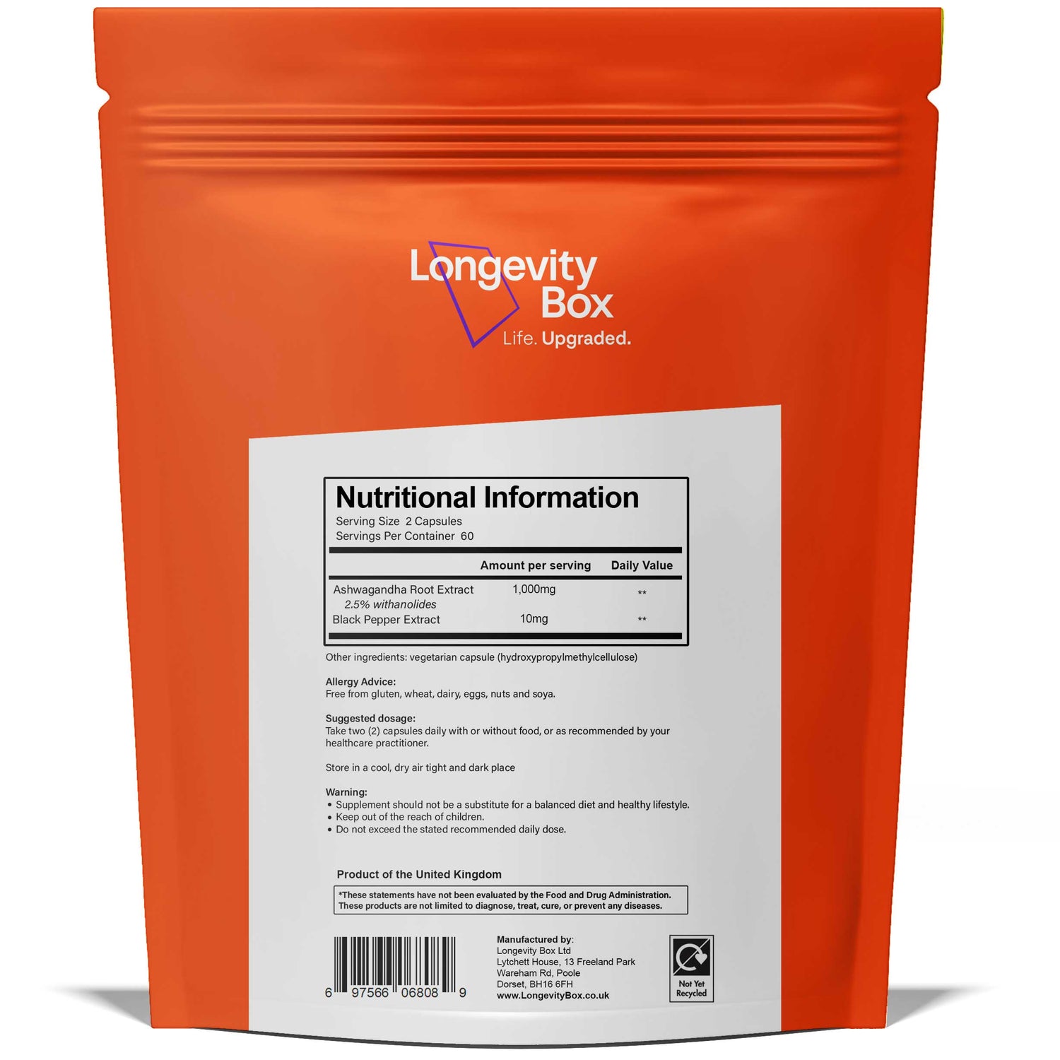 Pure Organic Ashwagandha Supplement | UK - LongevityBox – Longevity Box